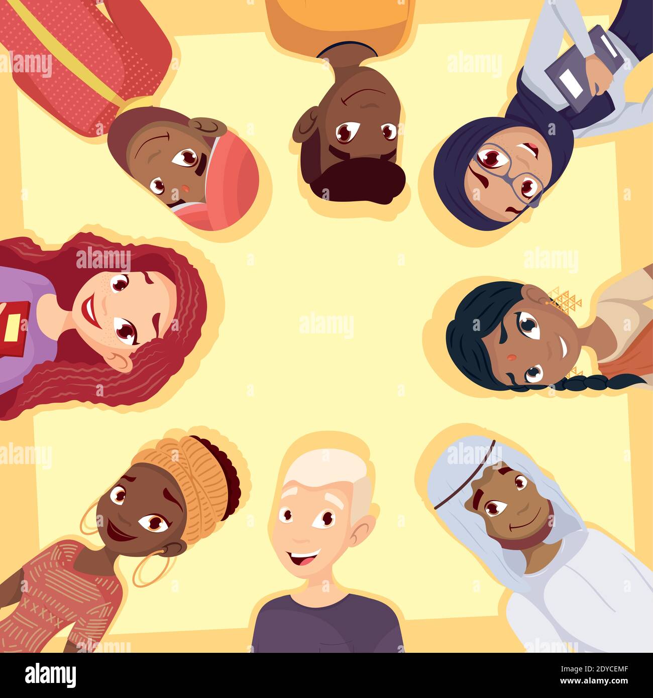 young people group diversity characters around vector illustration ...