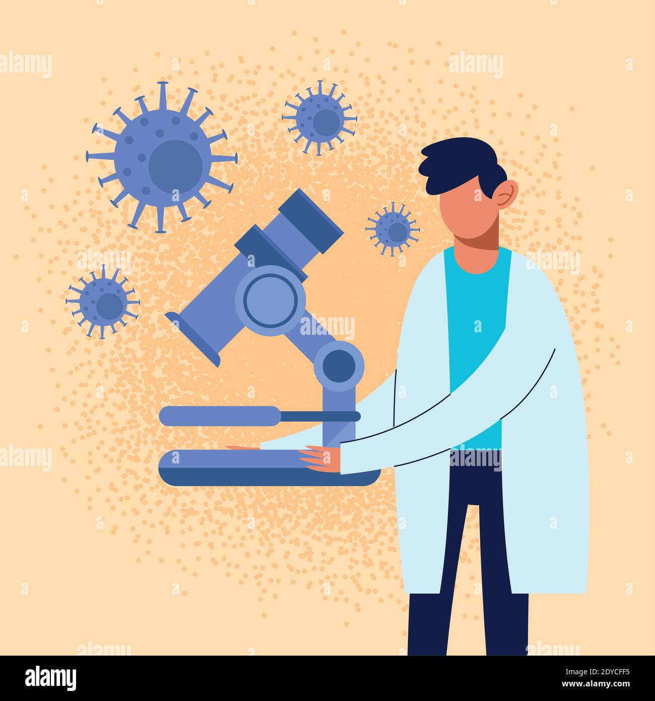 professional doctor worker with microscope vector illustration design ...