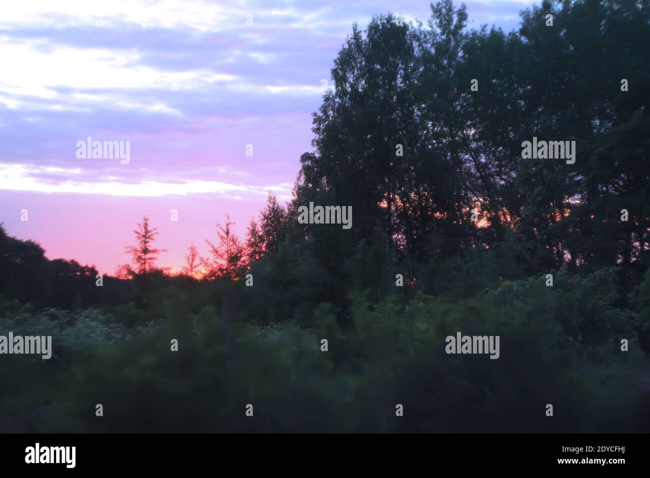 Beautiful bright summer sunset in the countryside Stock Photo - Alamy