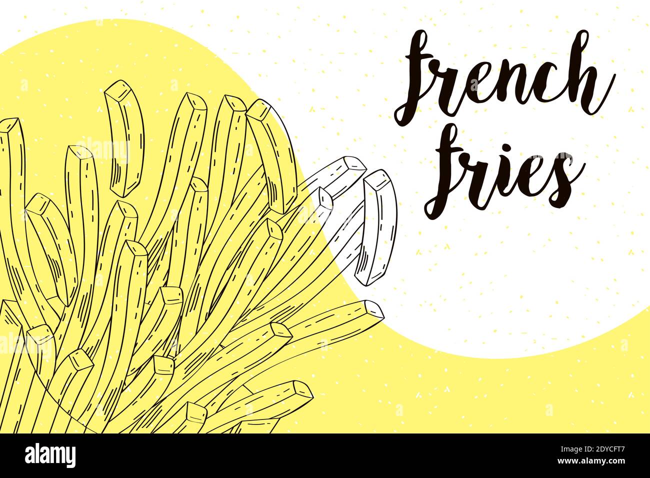 delicious french fries fast food drawn and lettering vector ...