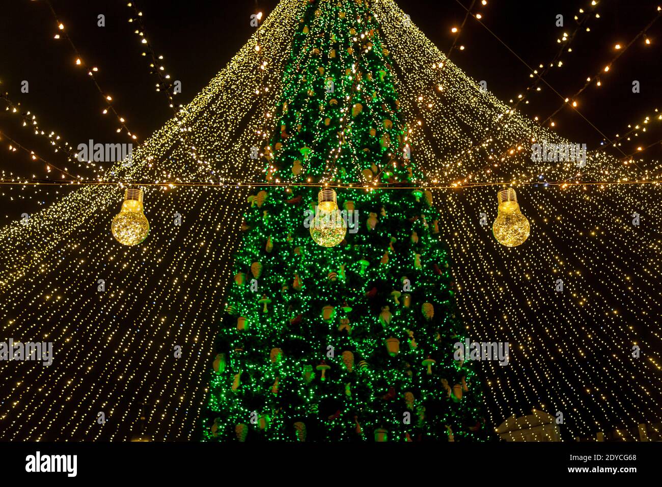 The main Christmas tree of Ukraine on Sophia Square in Kiev. Christmas ...
