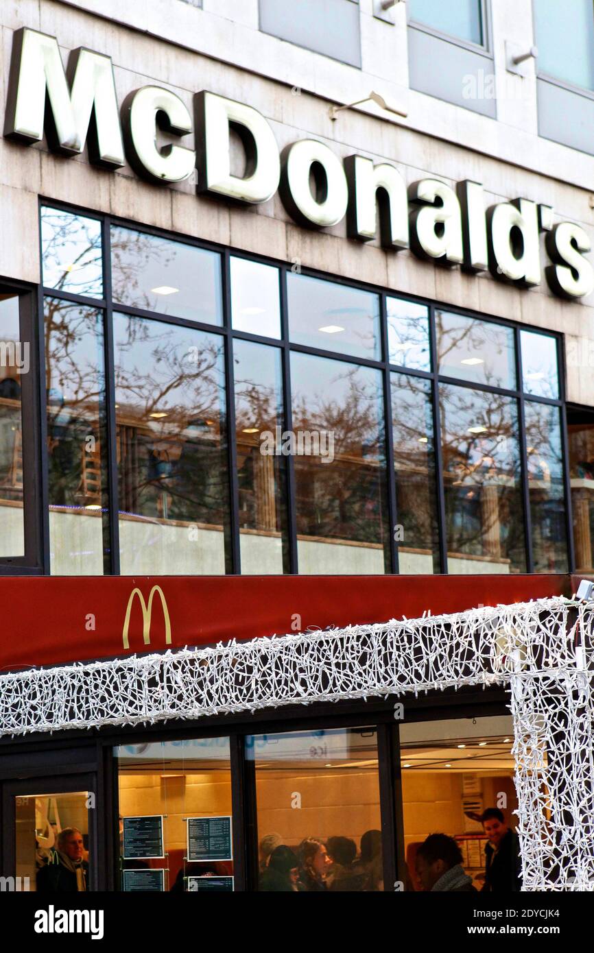 An outside view of the fastfood restaurant McDonald's on the Champs ...