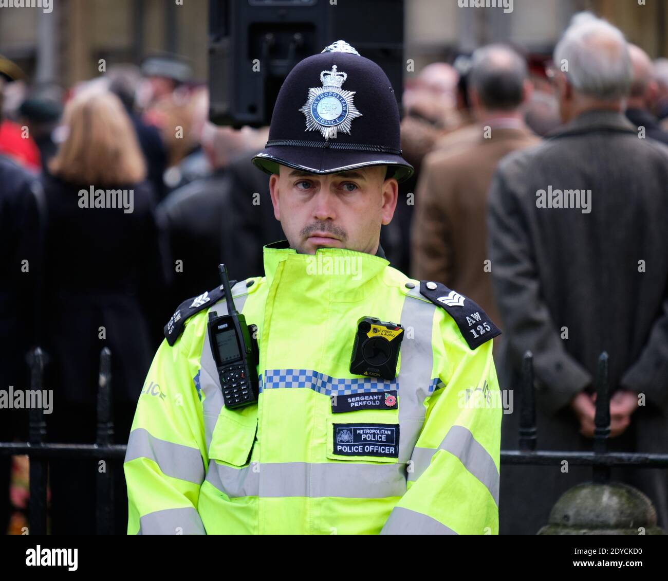 London police officer handling security outside a crowded event Stock ...