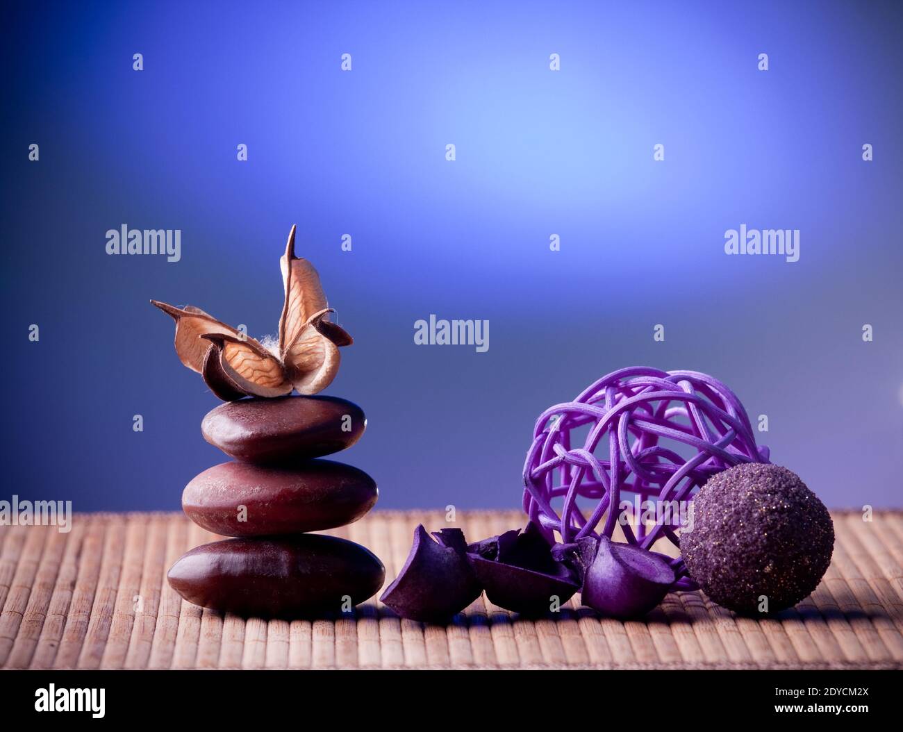 Purple Potpourri arranged zen style Stock Photo - Alamy