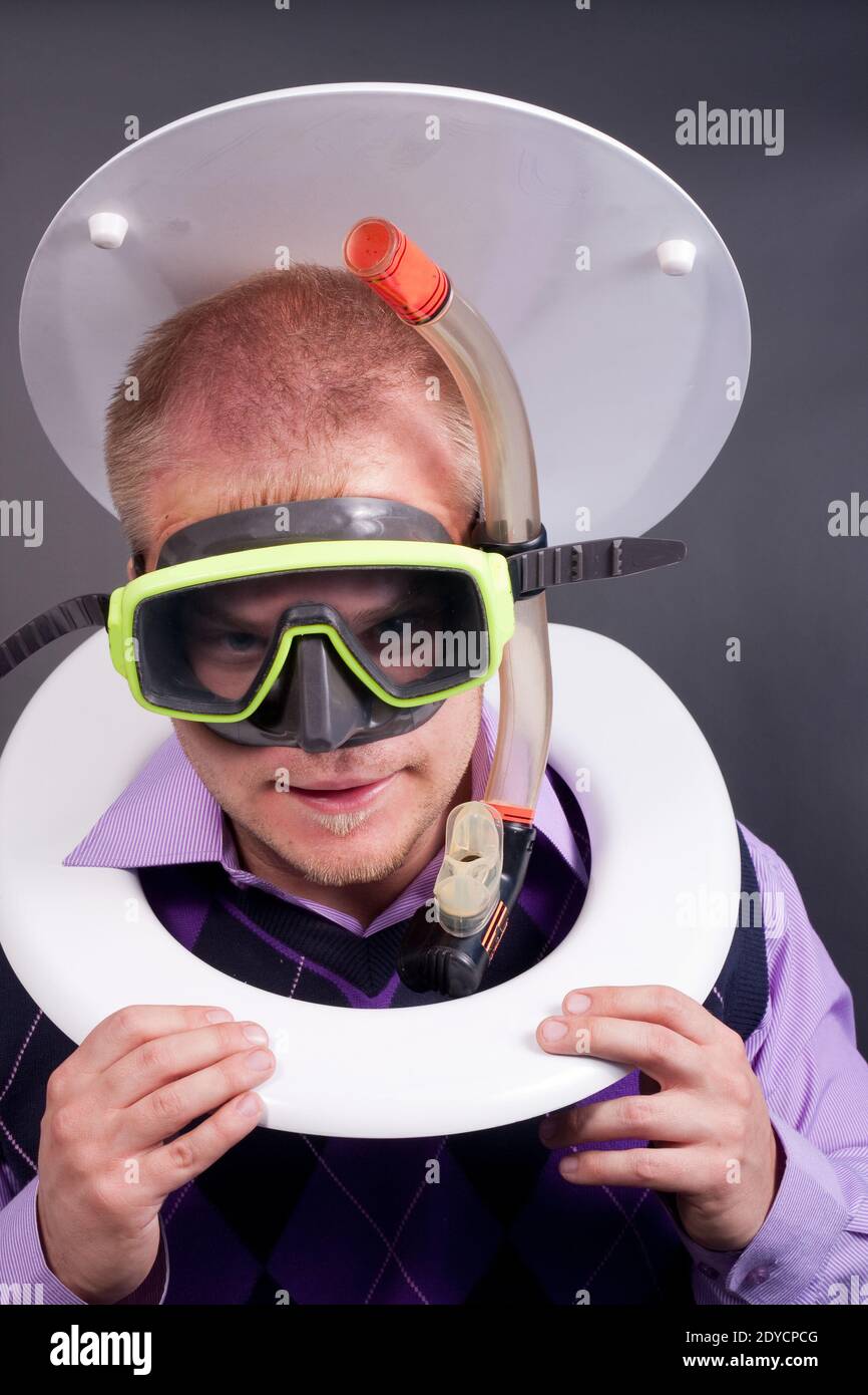 young handsome diver in toilet Stock Photo - Alamy