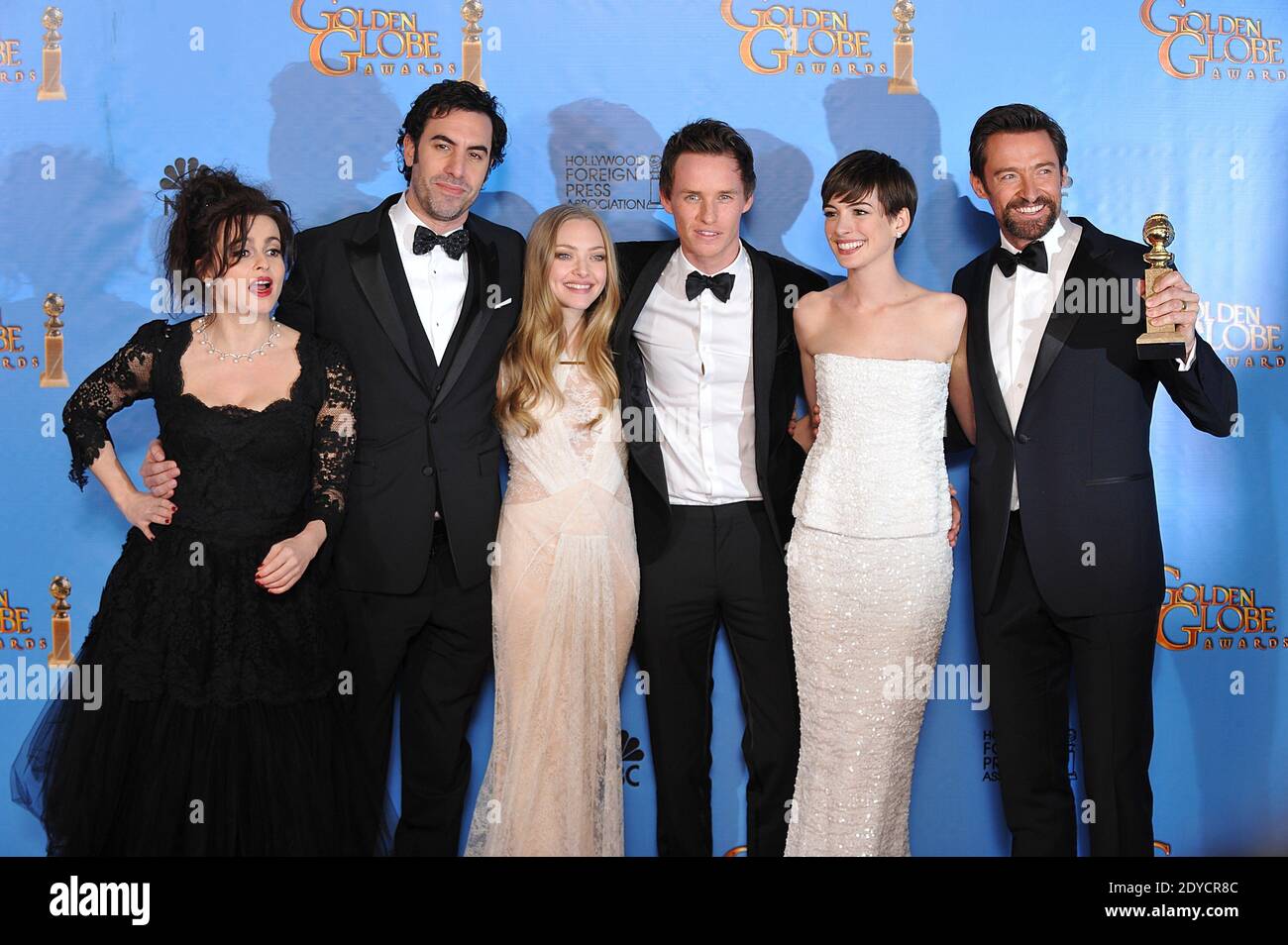 The cast of Les Miserables, winners of the Best best musical or comedy ...