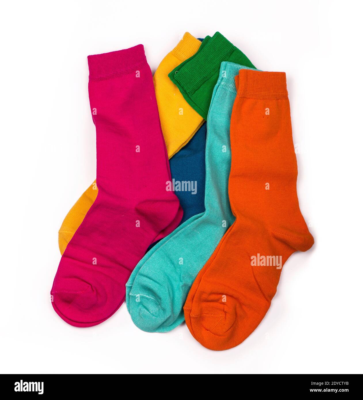 Colorful sock on white background, top view Stock Photo - Alamy