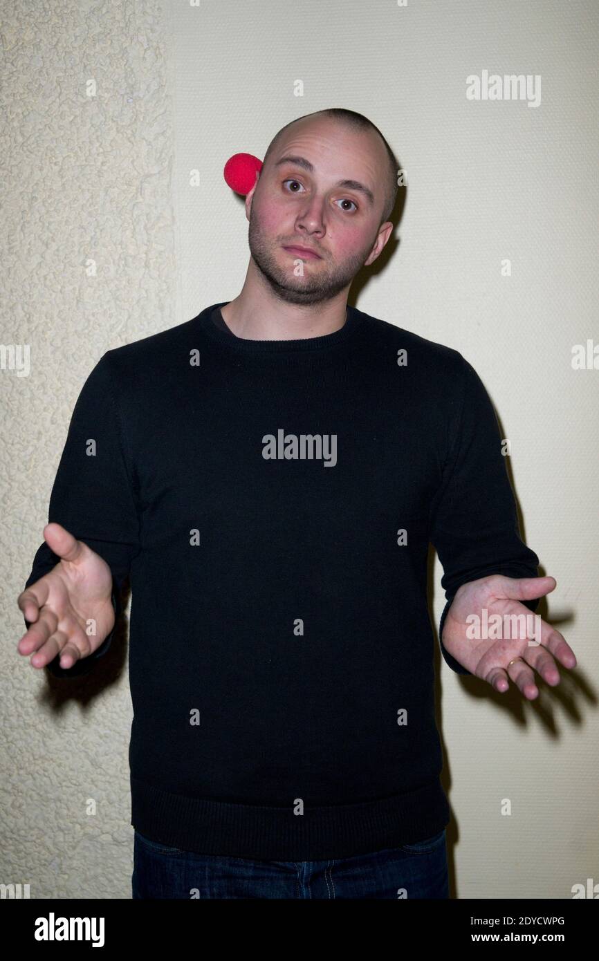 EXCLUSIVE. Benjamin Leblanc posing during the 'Rire En Montagne' Festival at Puy Saint-Vincent ...