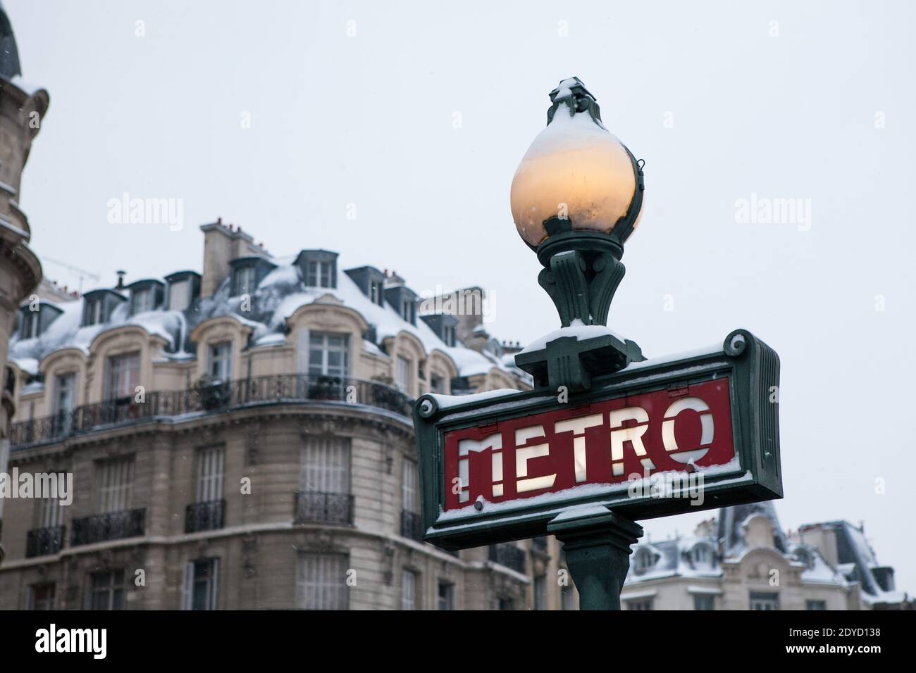 View of Metro snowy in Paris, France on January 20, 2013. Photo by ...