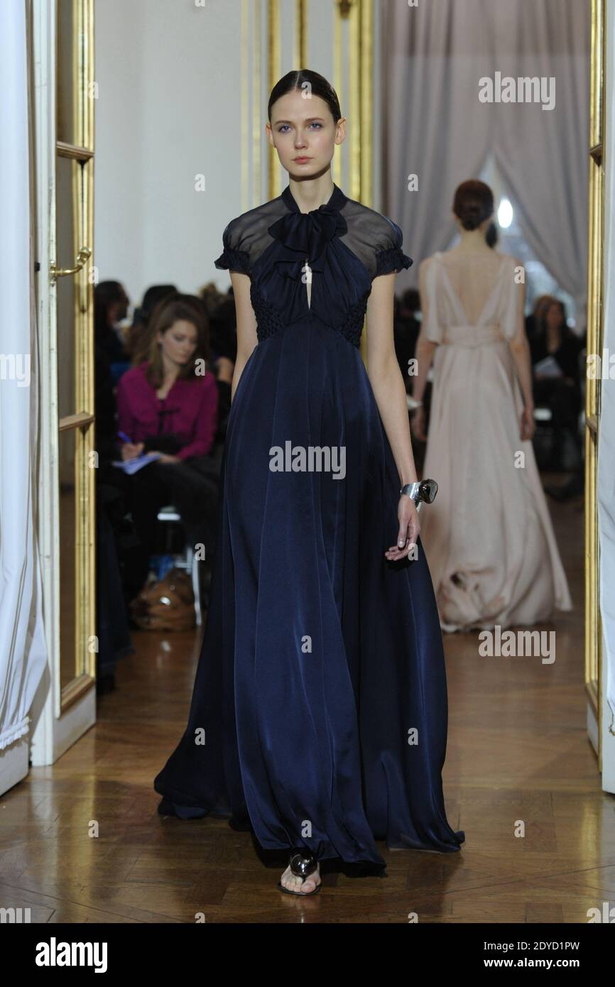 A model displays a creation by Christophe Josse for his Haute-Couture ...
