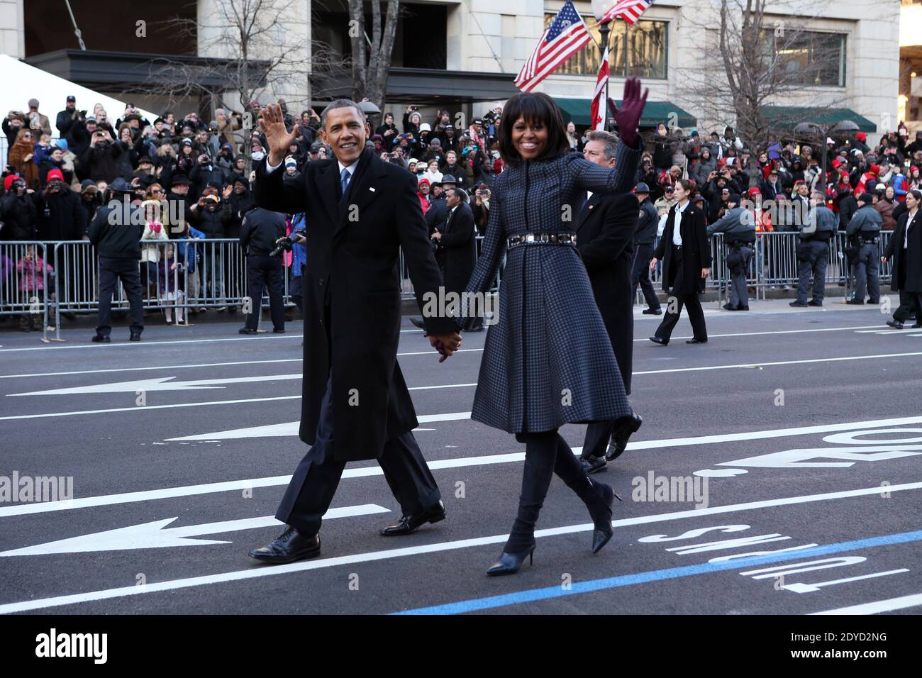 President Barack Obama and first lady Michelle Obama walk the inaugural ...
