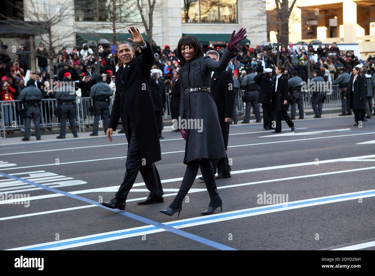 President Barack Obama and first lady Michelle Obama walk the inaugural ...