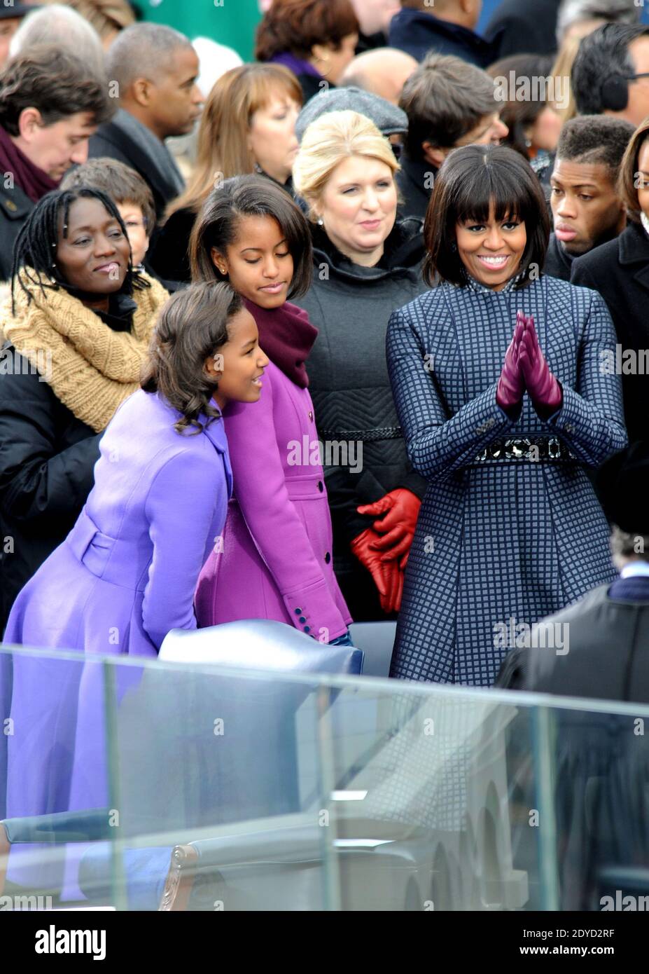 Michelle, Malia, 14, and Sasha, 11, Obama at the Inauguration ...