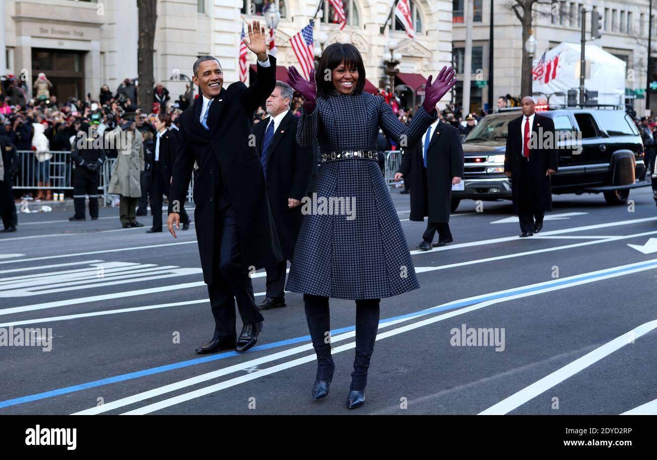 President Barack Obama and first lady Michelle Obama walk the inaugural ...