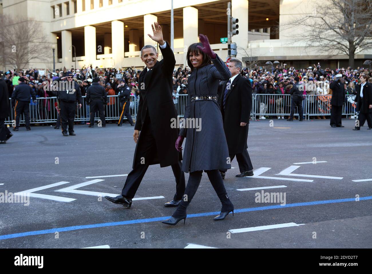 President Barack Obama and first lady Michelle Obama walk the inaugural ...