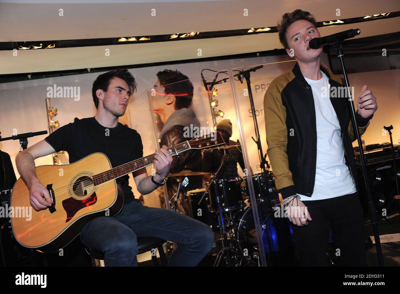 British singer Conor Maynard performs a showcase at Citadium in Paris ...