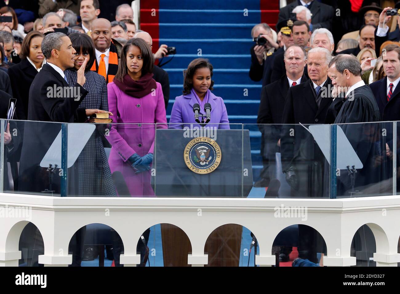 President Barack Obama takes the oath of office from Chief Justice John ...