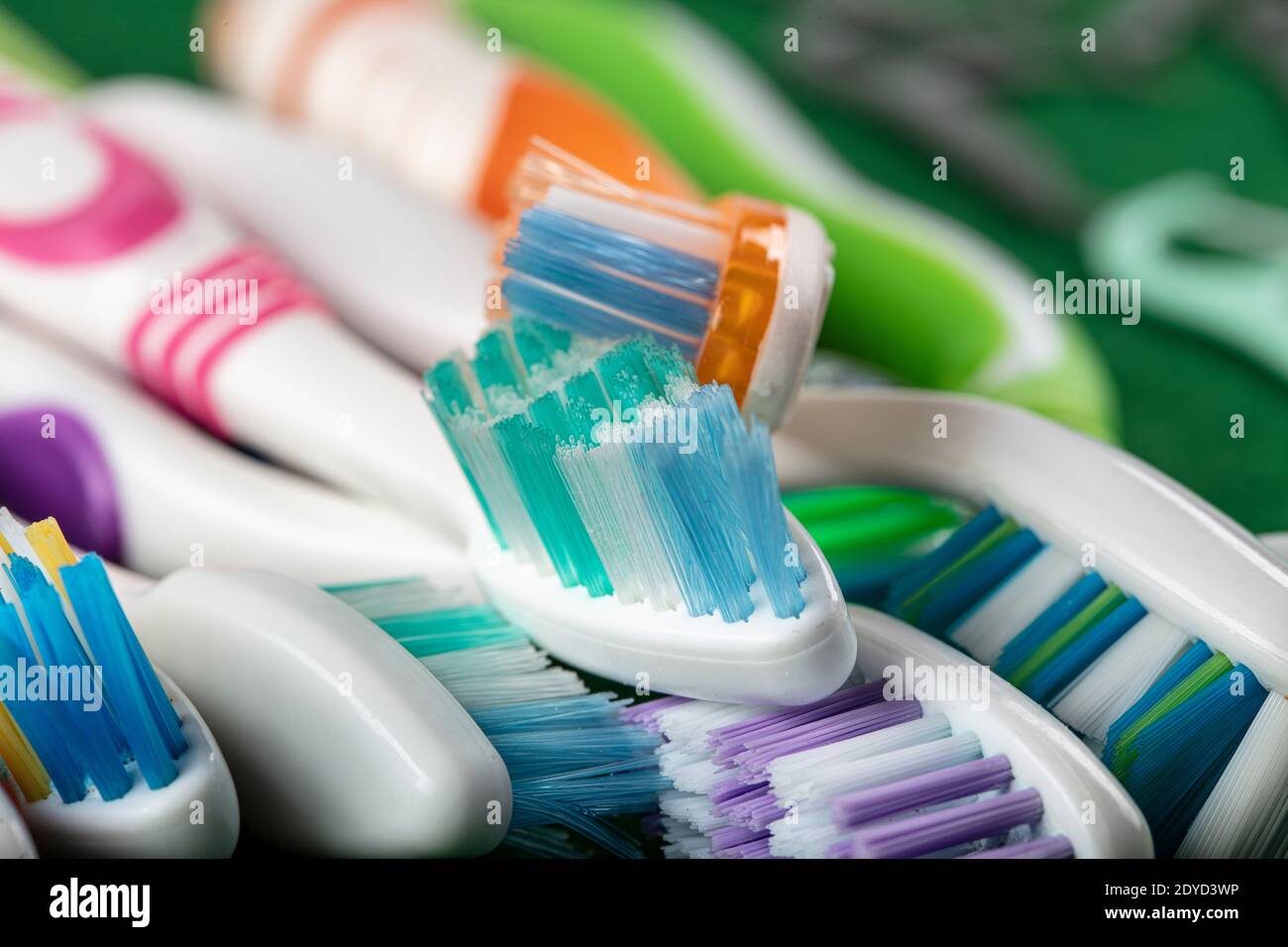 Different multi-colored toothbrushes stock images. Morning hygiene ...
