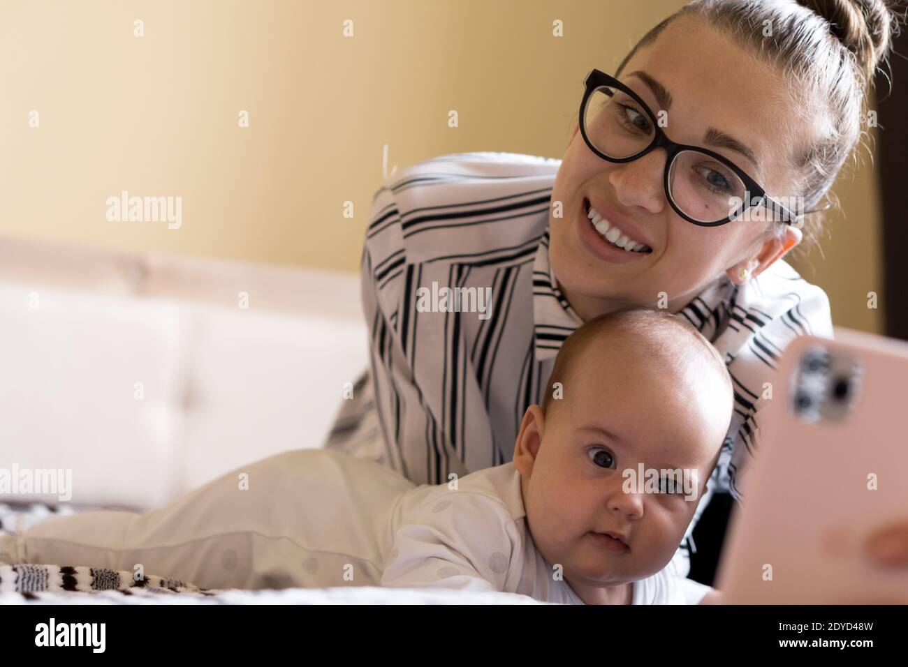 Childhood, motherhood, family concepts - successful smiling rich ...