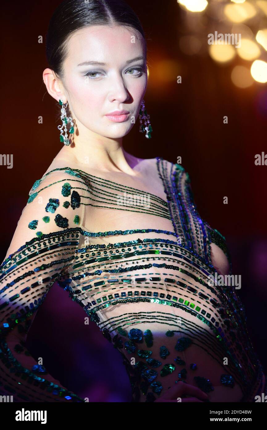 A model wears a creation by Russian designer Yulia Yanina as part of her Haute Couture spring ...