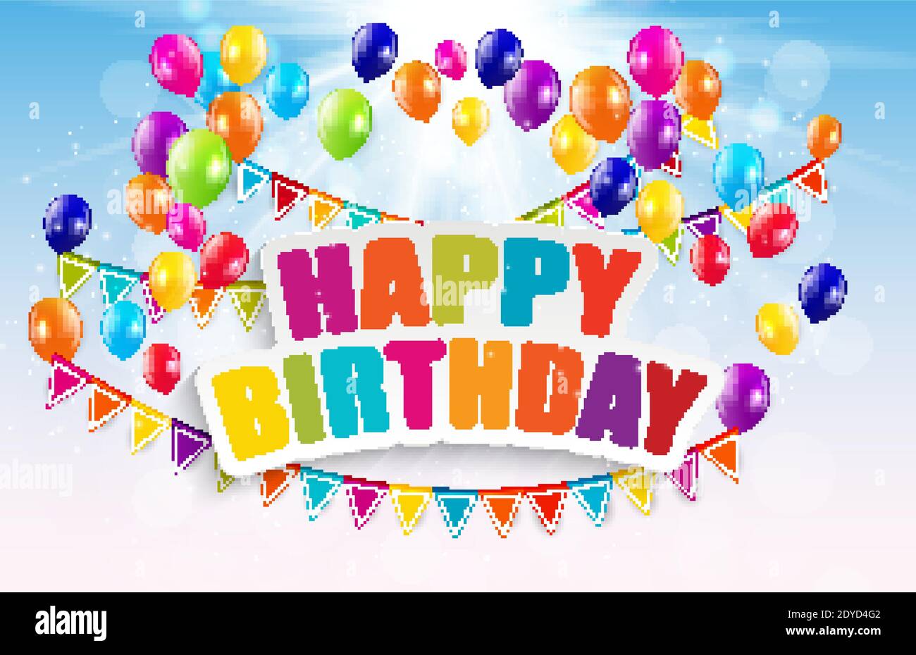 Color glossy balloons birthday party card background. vector ...