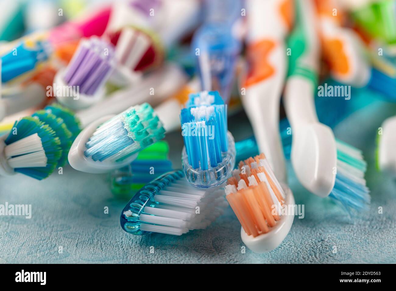 Different multi-colored toothbrushes stock images. Morning hygiene ...