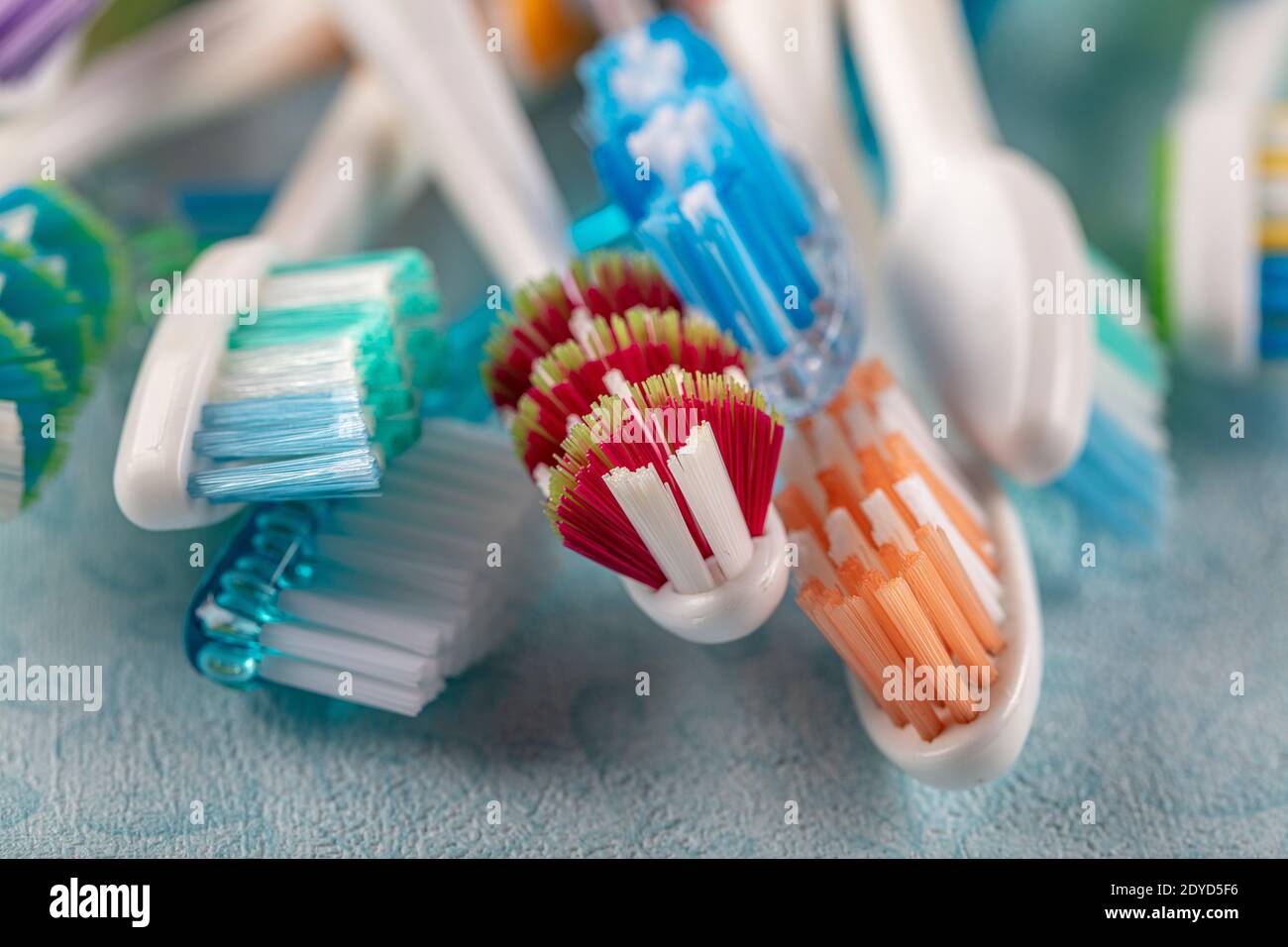 Different multi-colored toothbrushes stock images. Morning hygiene ...