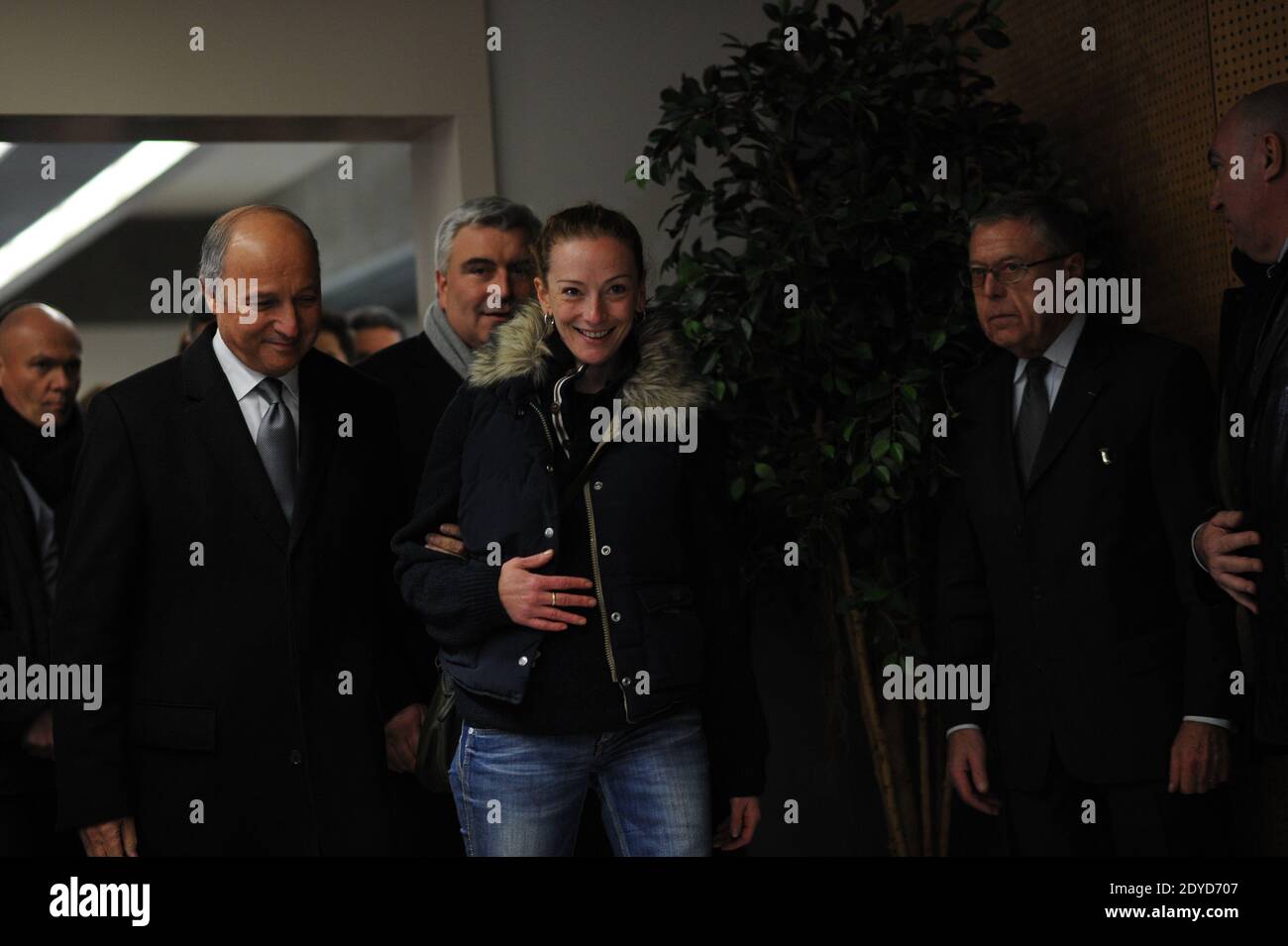 French Florence Cassez alongside Foreign Minister Laurent Fabius and ...