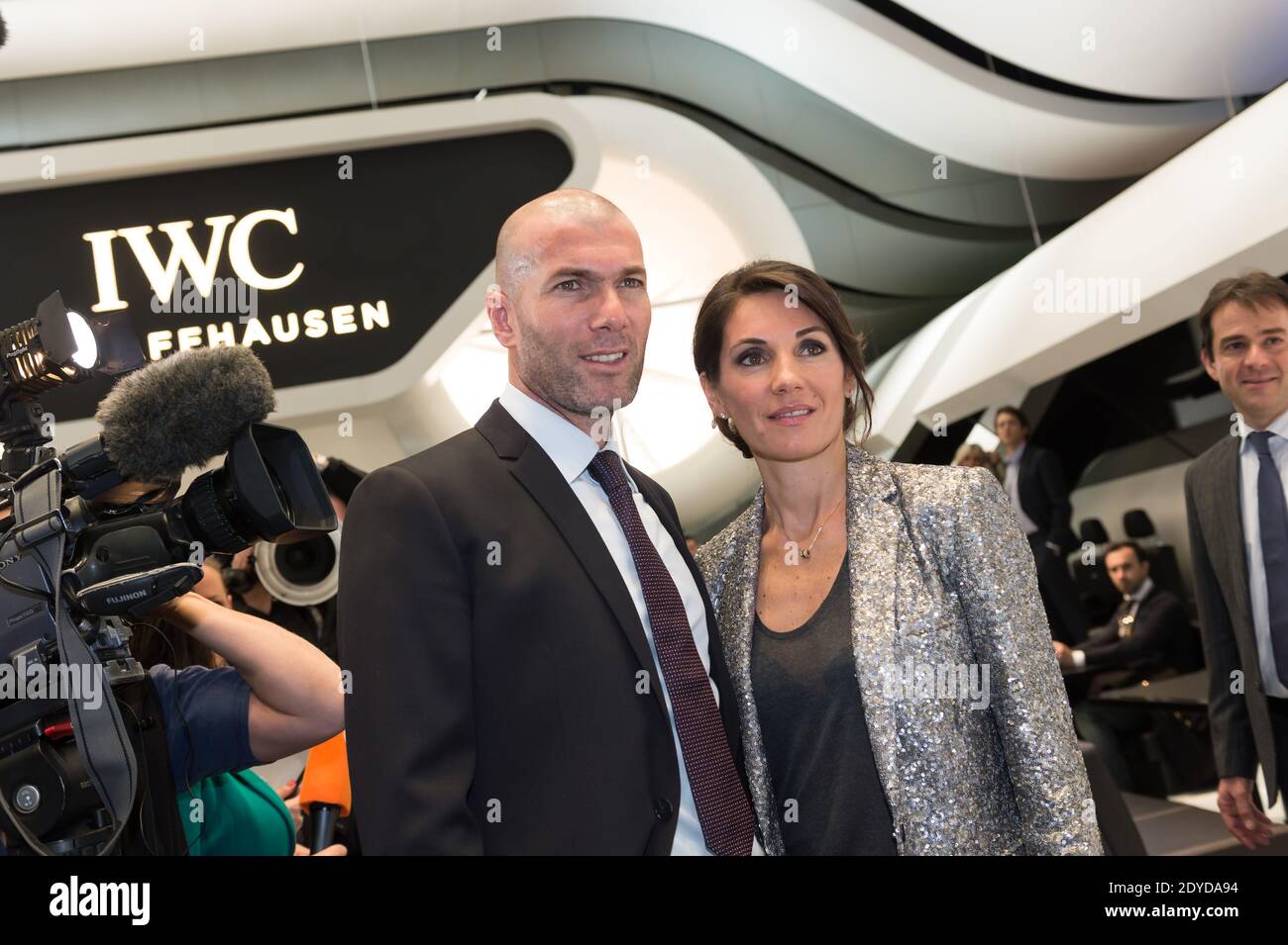 Zinedine Zidane and wife Veronique at the IWC booth during the 2013 ...