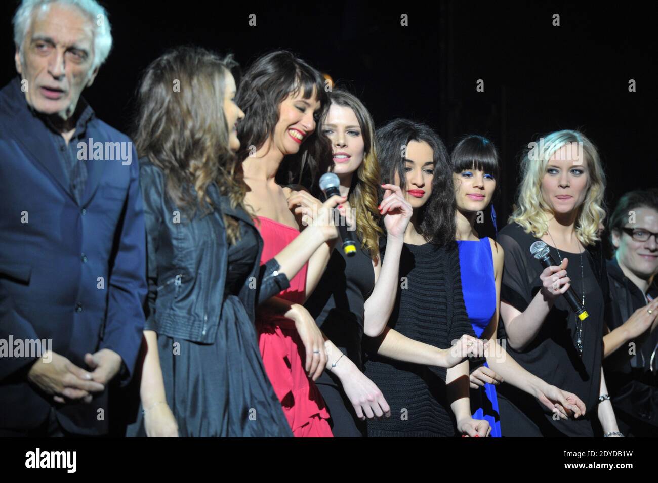 French singer Alain Chamfort performs live on stage with Elodie Frege ...