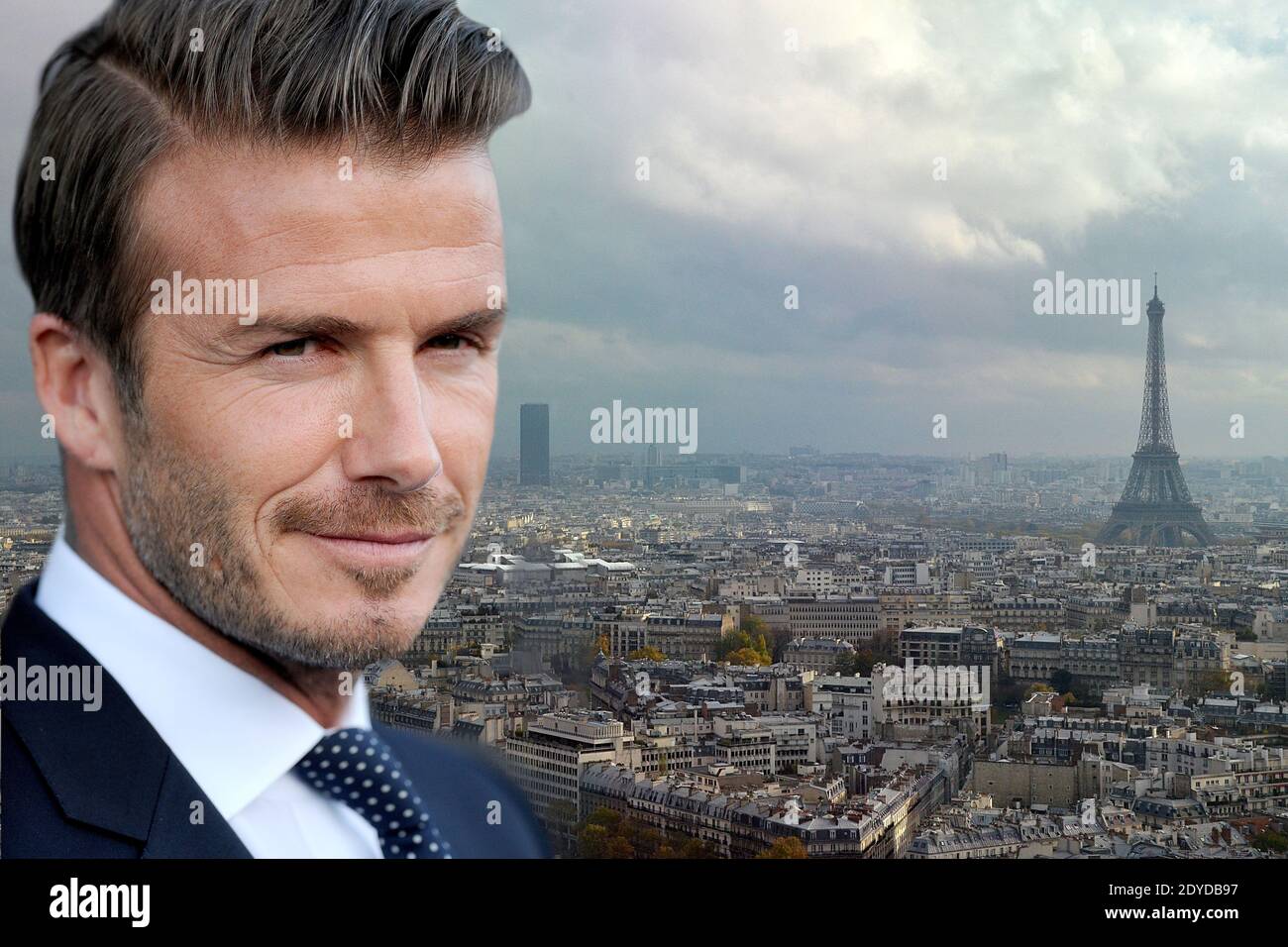 Composite image showing David Beckham and the Eiffel Tower. David ...