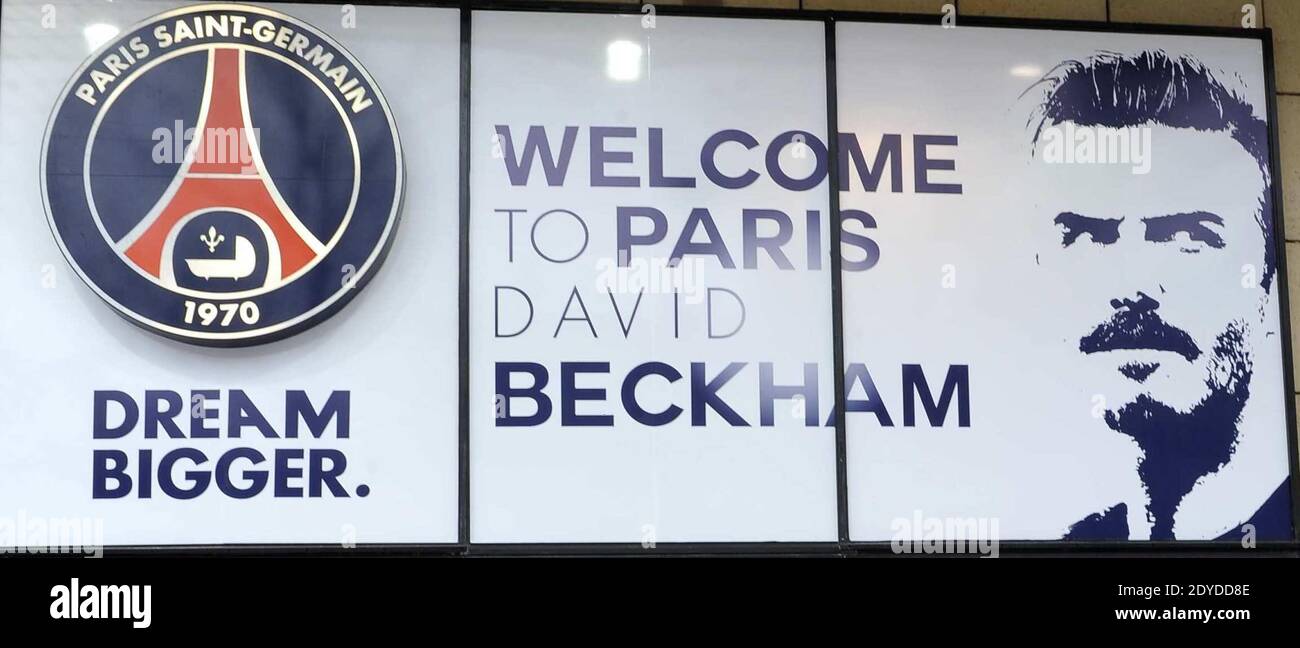 A British football player David Beckham billboard is on display at the ...
