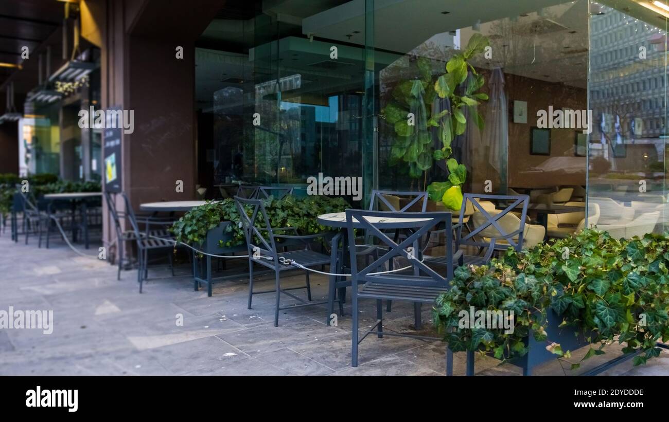 Closed and empty bars, restaurants and cafes due to Coronavirus in the ...