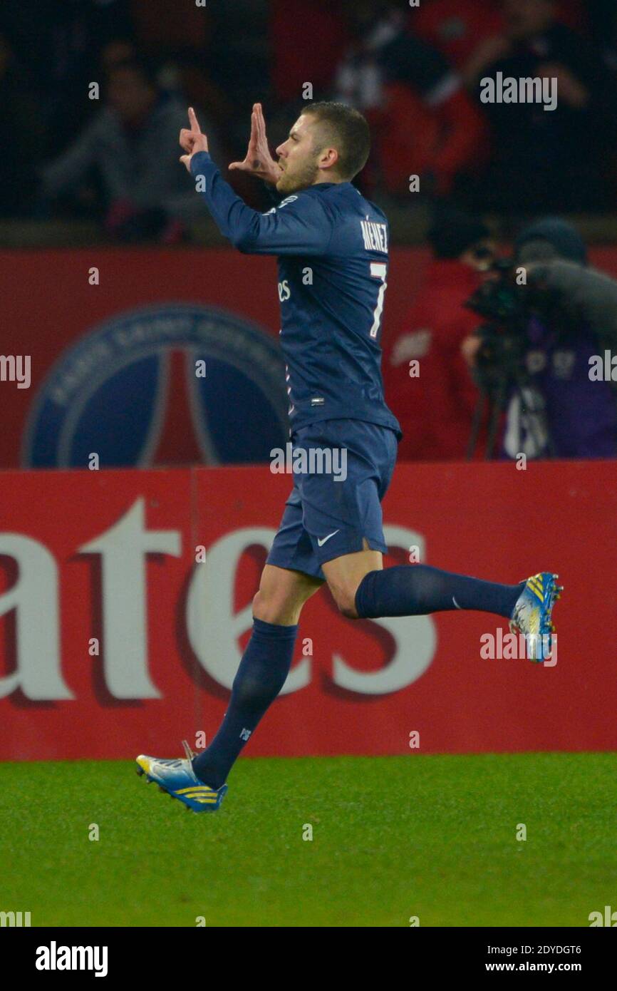 PSG's Jeremy Menez joy after scoring the 1-0 goal during the French ...