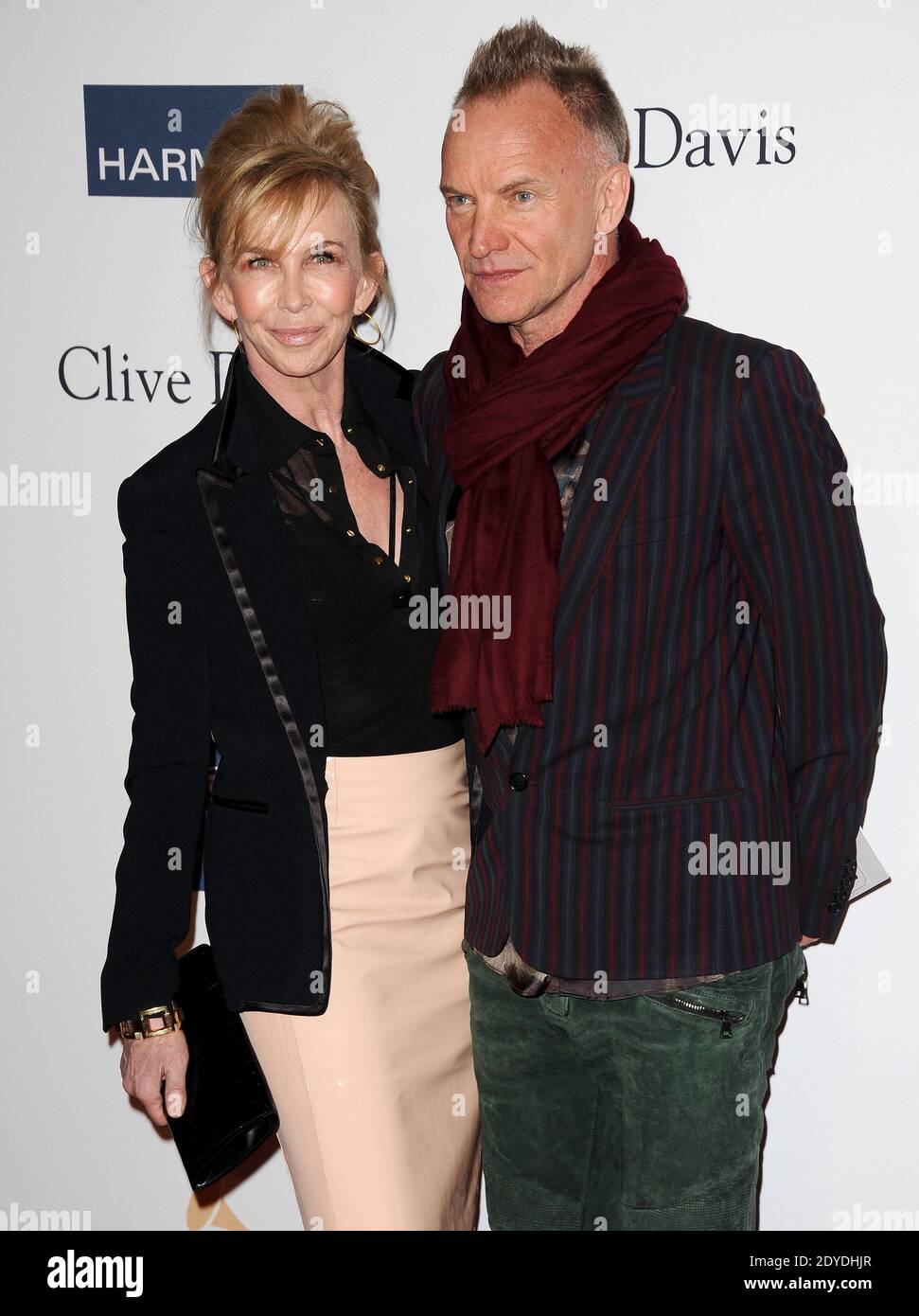 Sting and Trudie Styler arrive at Clive Davis 2013 Pre-GRAMMY Gala and ...