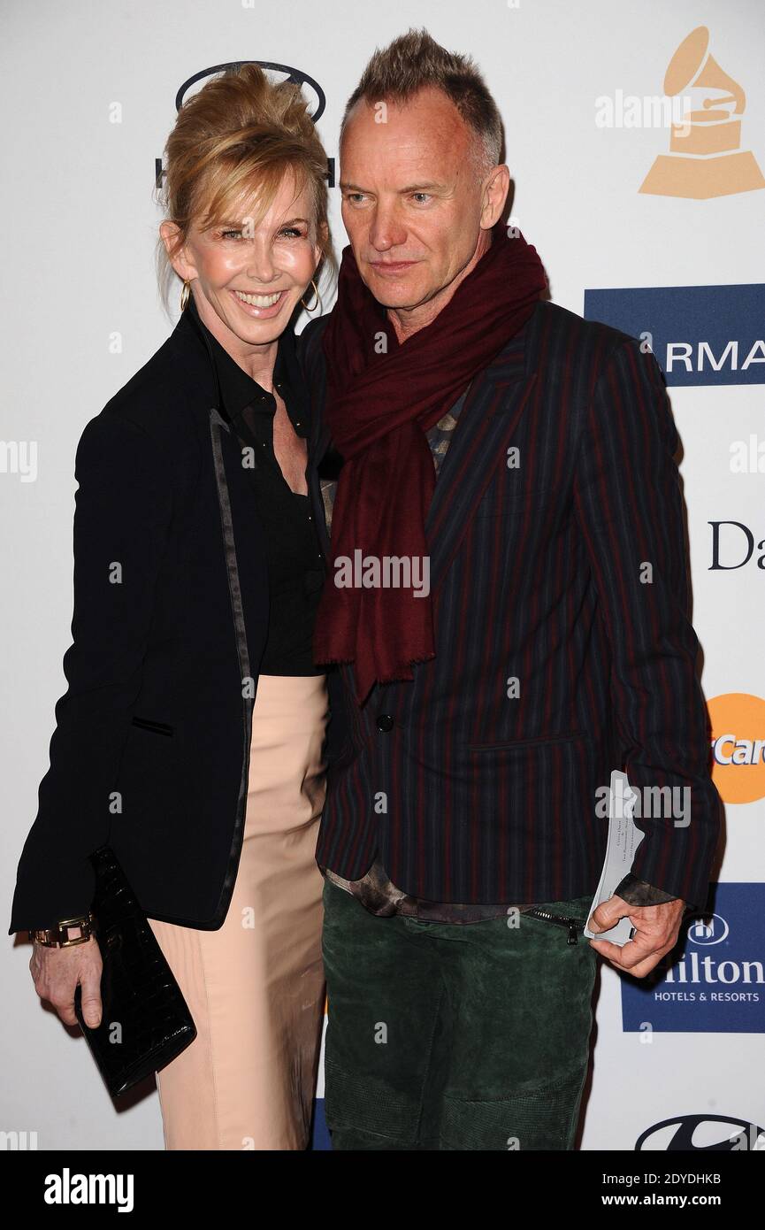 Sting and Trudie Styler arrive at Clive Davis 2013 Pre-GRAMMY Gala and ...