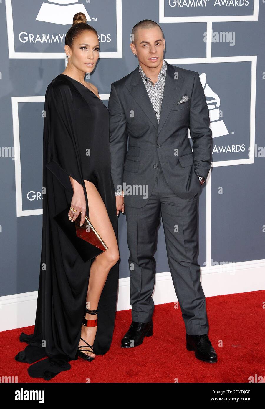 Jennifer Lopez and Casper Smart arrive at the 55th Annual GRAMMY Awards ...