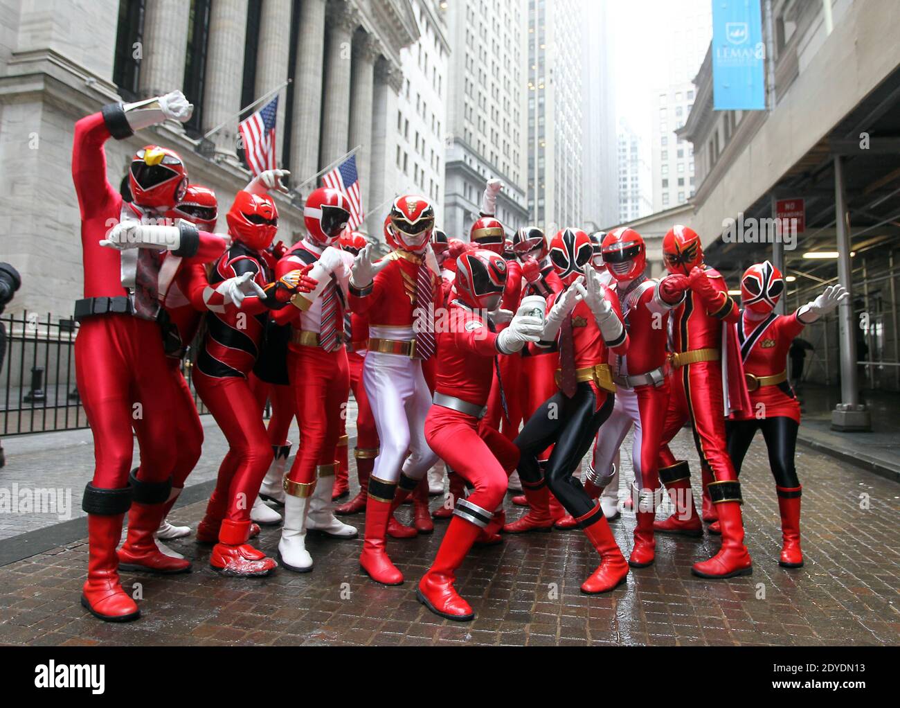 The Power Rangers visit Wall Street front of the Stock Exchange for ...