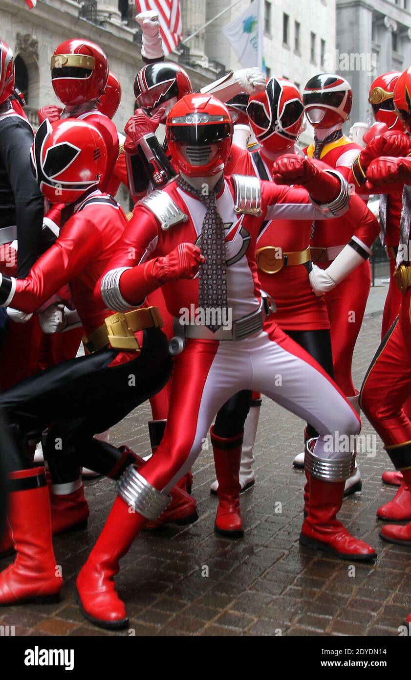 The Power Rangers visit Wall Street front of the Stock Exchange for ...