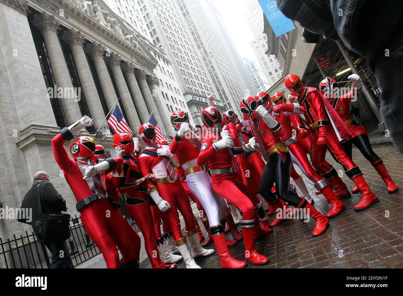 The Power Rangers visit Wall Street front of the Stock Exchange for ...