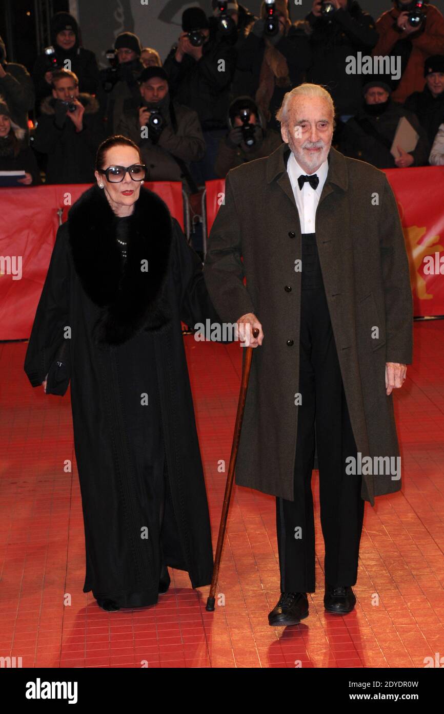 Christopher Lee and wife Birgit Kroencke attending the 'Night Train to ...