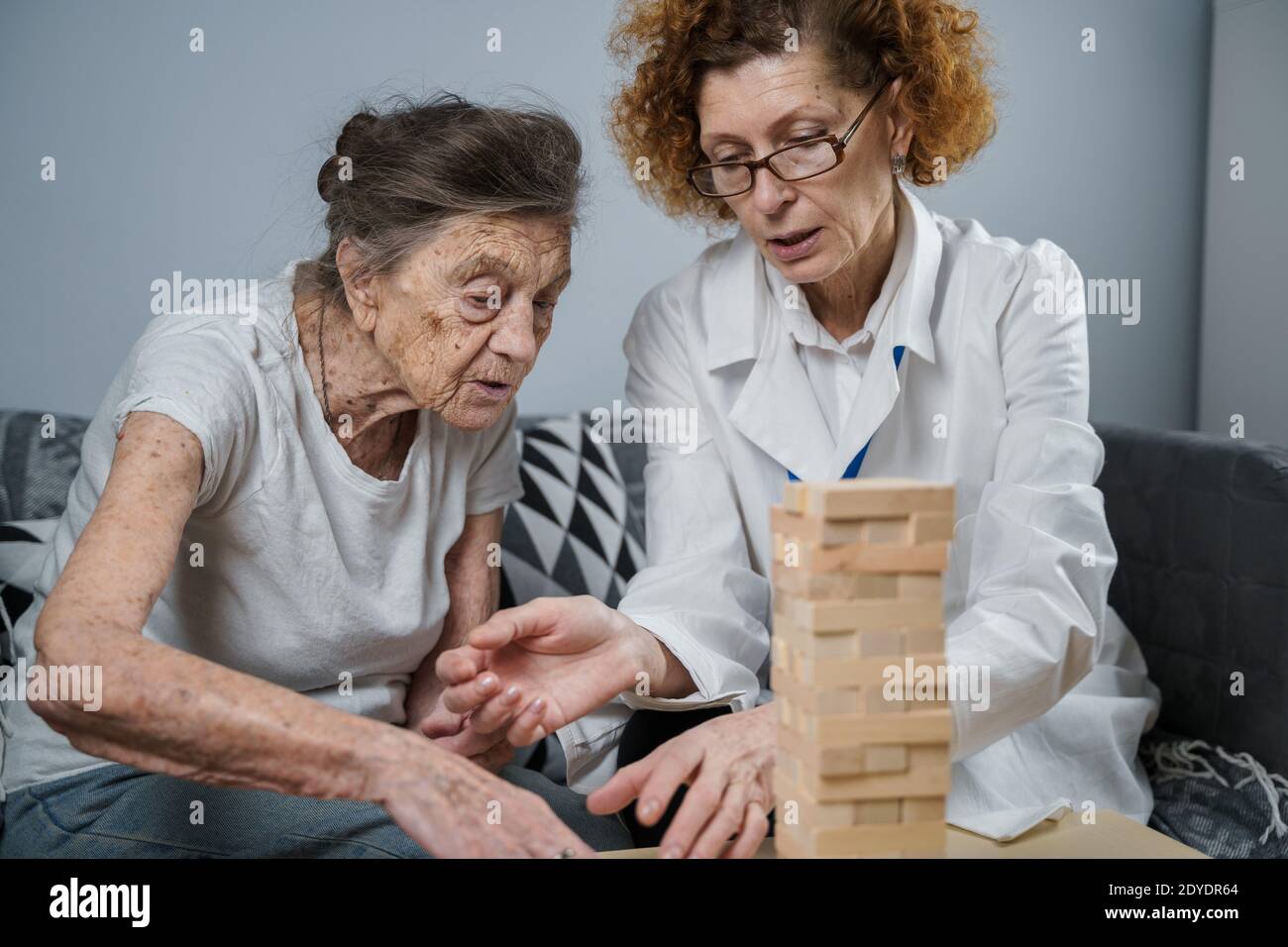 Jenga game. Theme is dementia, aging and games for old people ...
