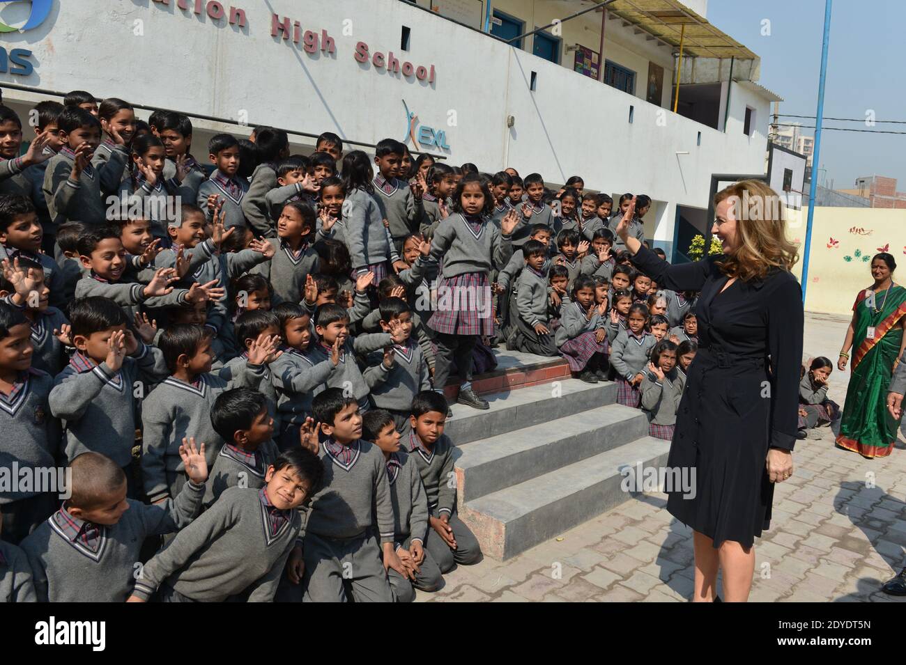 France's first lady Valerie Trierweiler visits an OM Foundation's ...