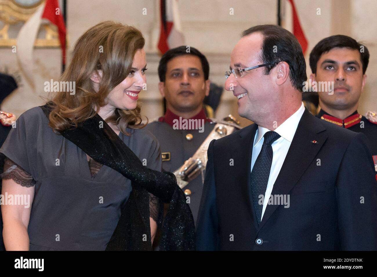 French President's partner Valerie Trierweiler (C) and France's ...