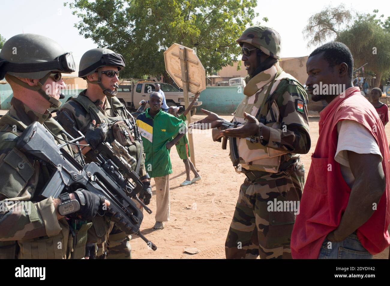 Handout photo released by French army on February 12 shows Nigerien and ...