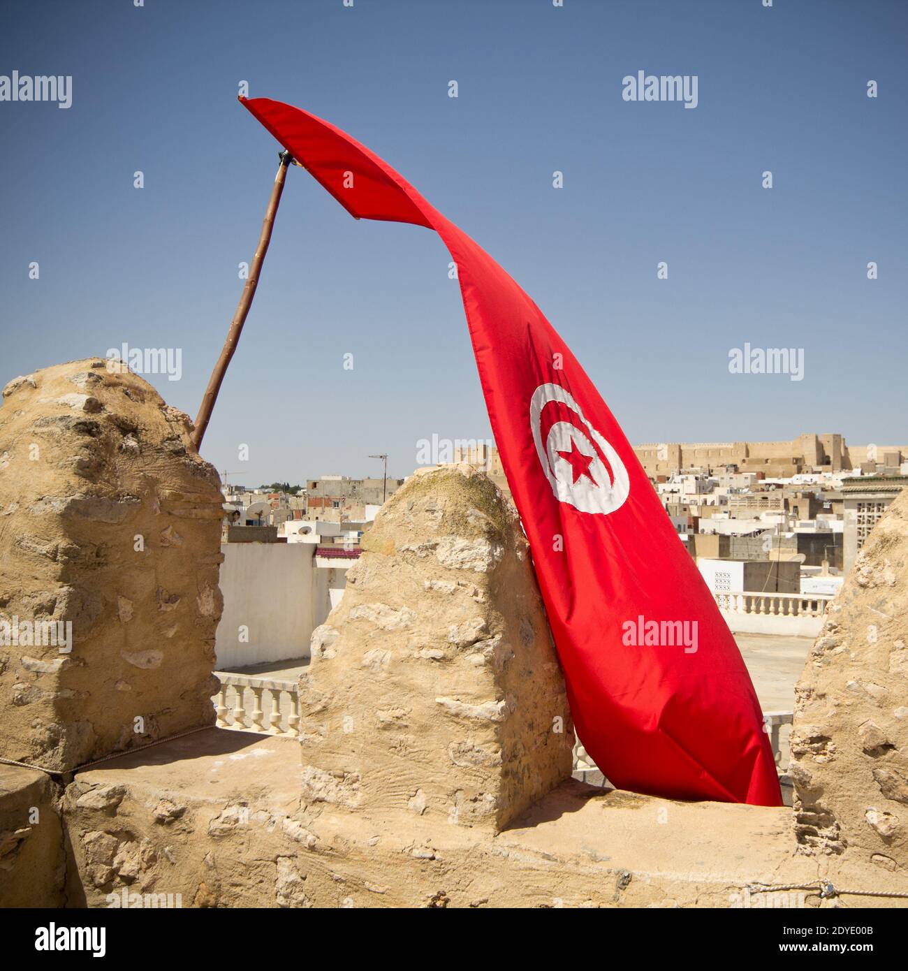 detail of Medina in Sousse, Tunisia with flag Stock Photo - Alamy