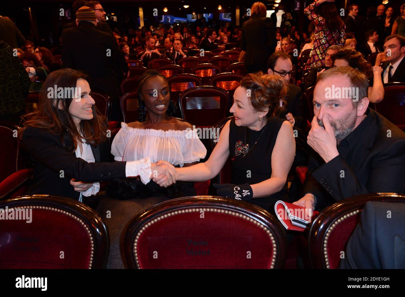Aurelie Filippetti, French actresses Aissa Maiga and Catherine Frot ...