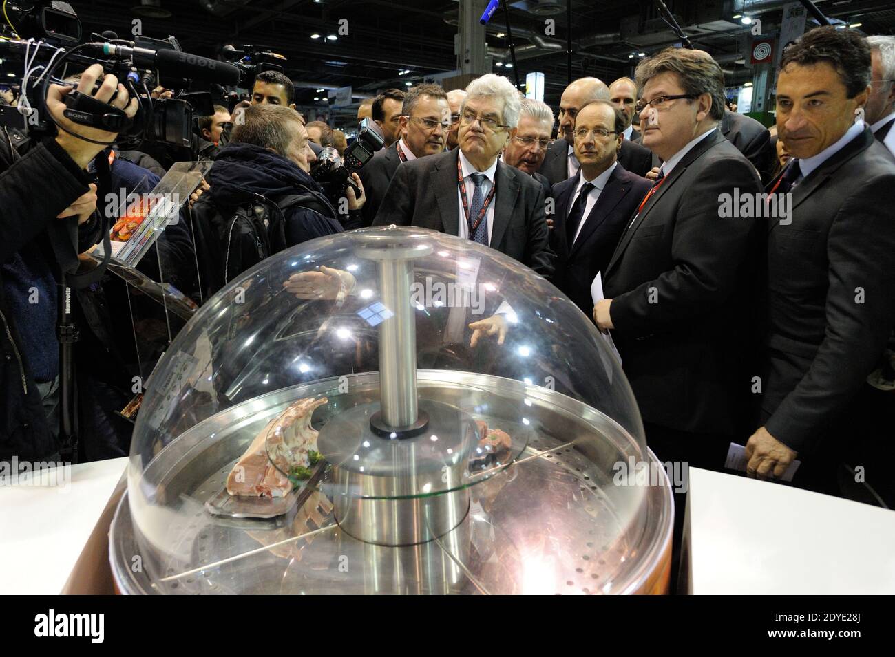 French President Francois Hollande looks on during his visit of the ...