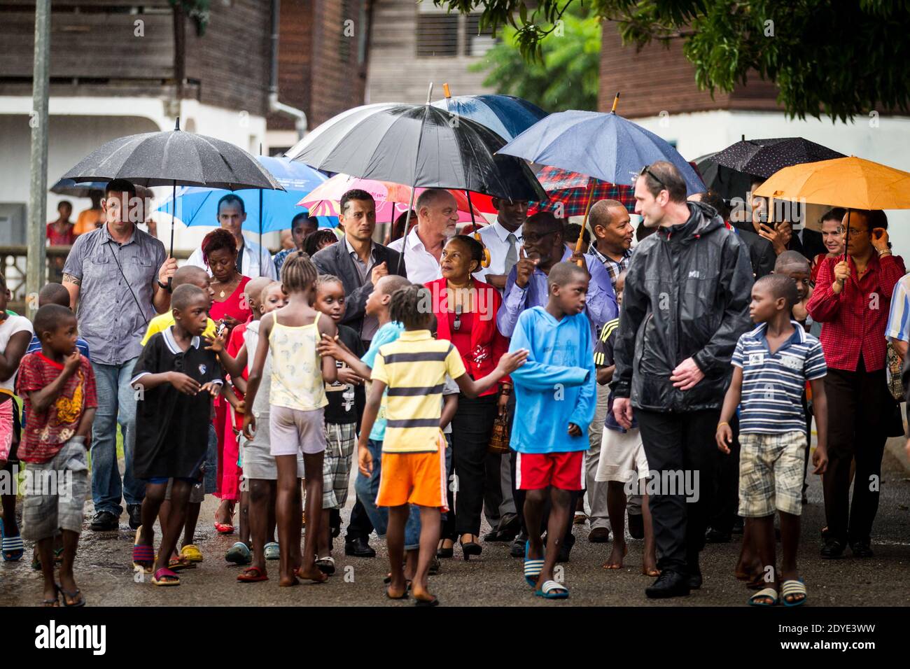 French Justice minister Christiane Taubira visits the neighbourhood of ...