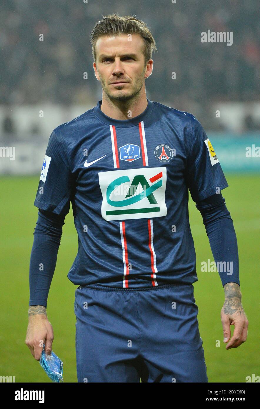 PSG's David Beckham during the French Cup 1/8 round soccer match, Paris ...